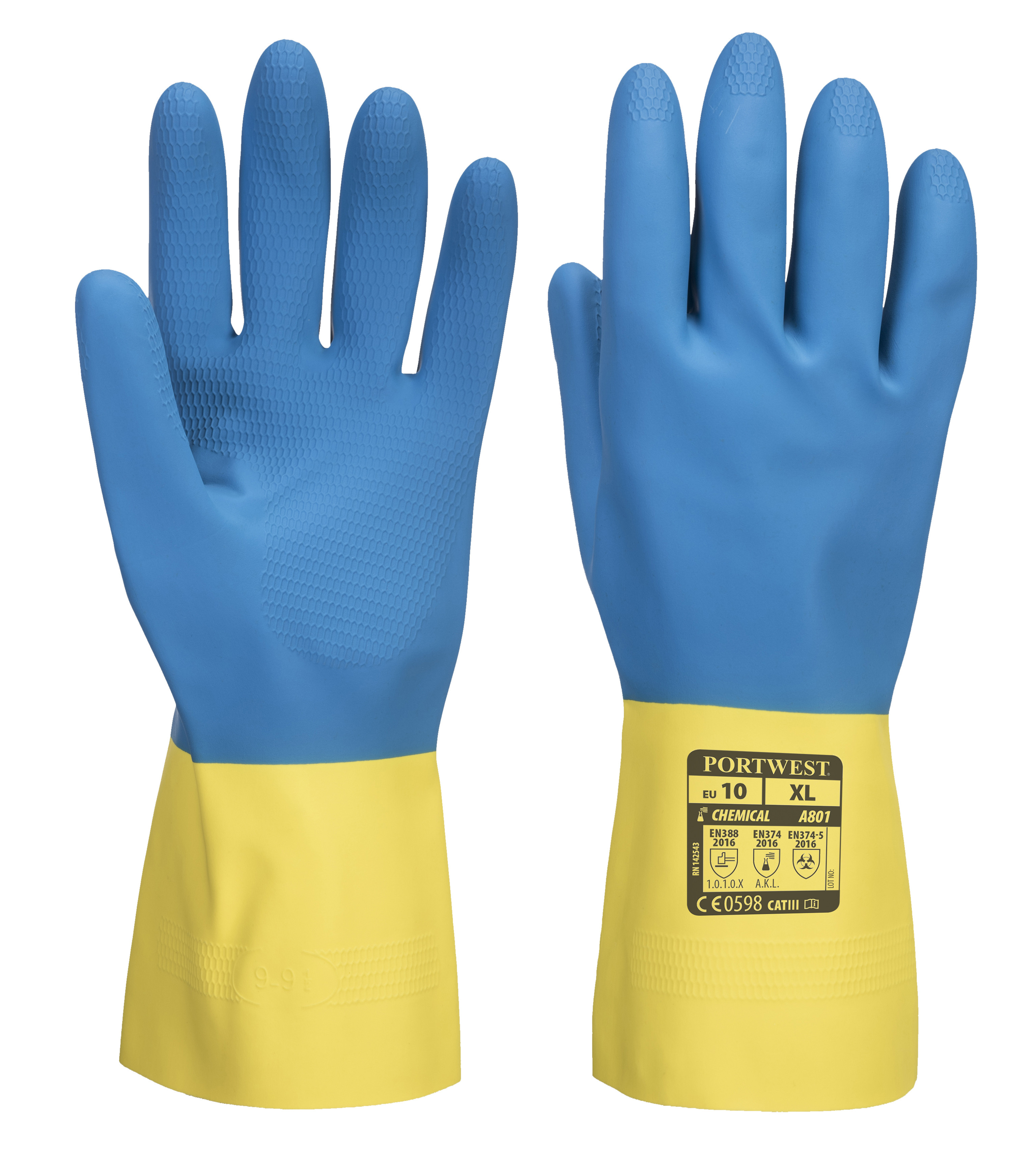 Double Dipped Latex Gauntlet A801 - EN 388 2016 - Luvas